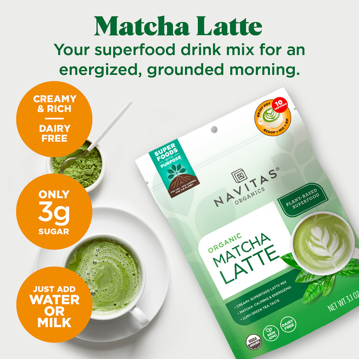 Instant Matcha Latte Mix | Navitas Organics